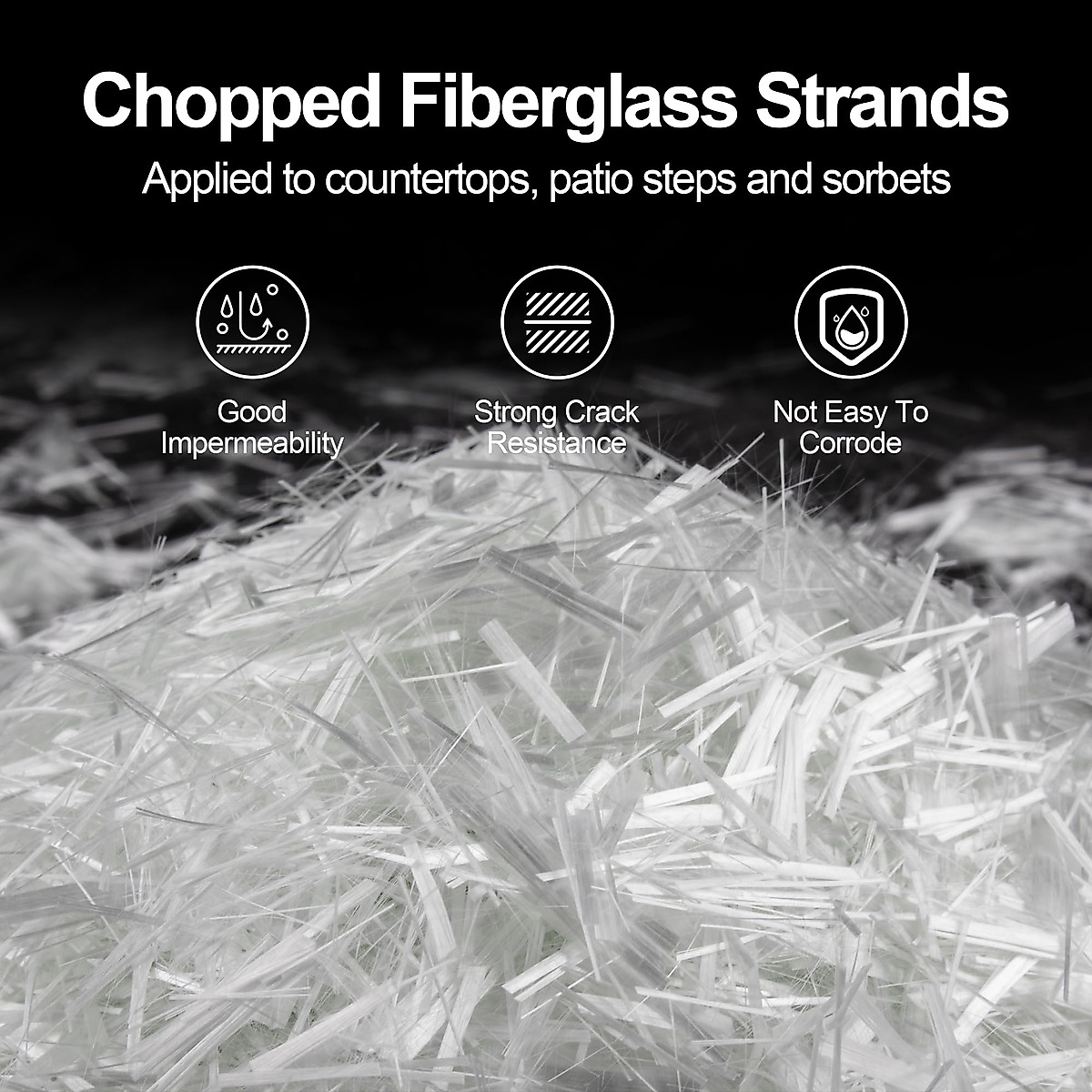 Fiberglass for Concrete, 3/4" Length,2.5 Lb, AR-Glass Chopped Strand Fiberglass for Concrete Cement Mortar Reinforcement