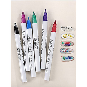 12 Color Metal Giltter 3D Nail Art Pens Set, Kalolary Nail Point Graffiti Dotting Pen Drawing Painting Liner Brush for DIY Nail Art Beauty Adorn Manicure Tools(E)