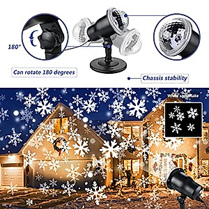 Christmas Projector Light Outdoor, Snowflake Projector Lights Indoor, Holiday Lights with Remote Control, Waterproof LED Snowfall Projection Lamp for Christmas Theme Party, Patio, Garden Decoration
