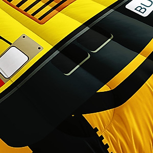 BBchose 3D Cartoon School Bus Bedding Set for Kids，Funny School Bus Ultra Soft All Seasons Comforter Set Cool Car Theme Bed Set 1 Comforter 2 Pillowcases (Queen)