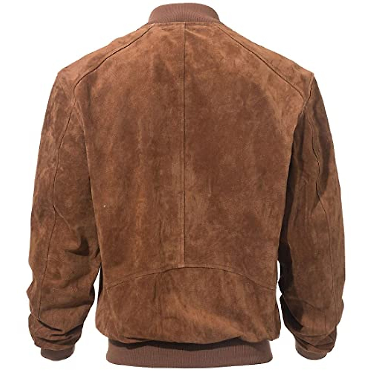 FLAVOR Men's Leather Baseball Jacket Vintage Suede Pigskin (Medium, Brown)