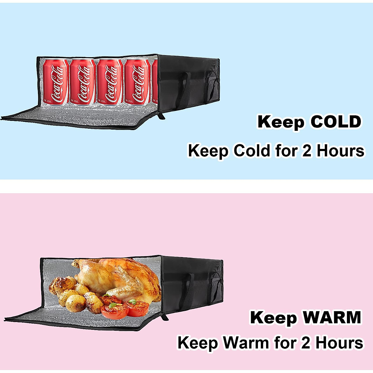 GBACHOOSE Pizza Bags for Delivery 2 Pack, Pizza Delivery Bag Insulated 20x20x8 Inch Pizza Warmer Bags Insulated, Pizza Bag Warmer for Food Delivery, Pizza Carrier (Black)