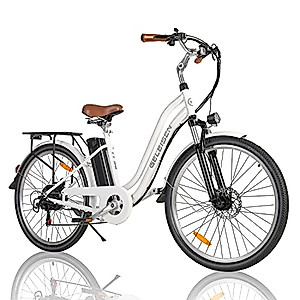 GELEISEN Electric Bike for Adults 500W Electric City Cruiser 25Mph Step-Thru Electric Bicycle, 48V 10Ah/13Ah Removable Battery, 26" Electric Commuter Bike for Adults, Professional 7-Speed