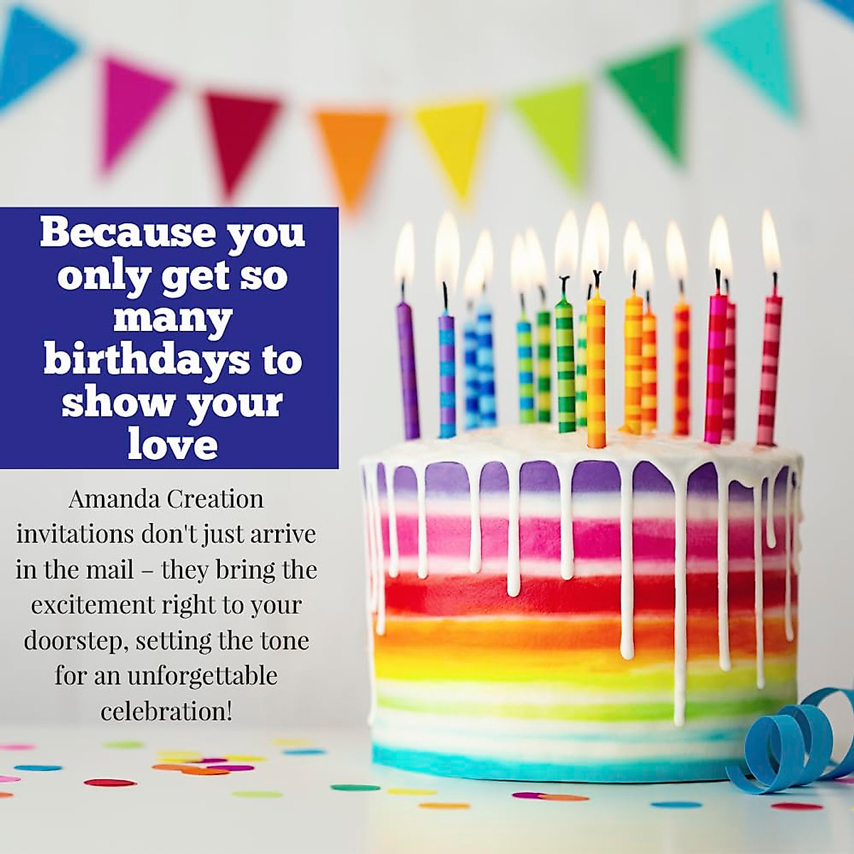 Cute Rainbow Colored Bubble Gum Themed Birthday Party Invitations for Kids, 20 5x7 Fill In Cards with Twenty White Envelopes by AmandaCreation…