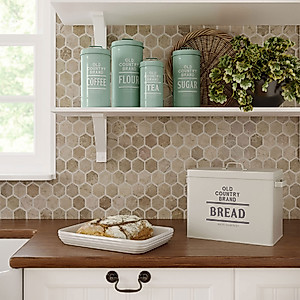 Barnyard Designs Canister Sets for Kitchen Counter, Farmhouse Canisters Sets for the Kitchen Countertop, Metal Canister with Lid, Coffee Tea Sugar Flour Container Set for Counter (Mint)