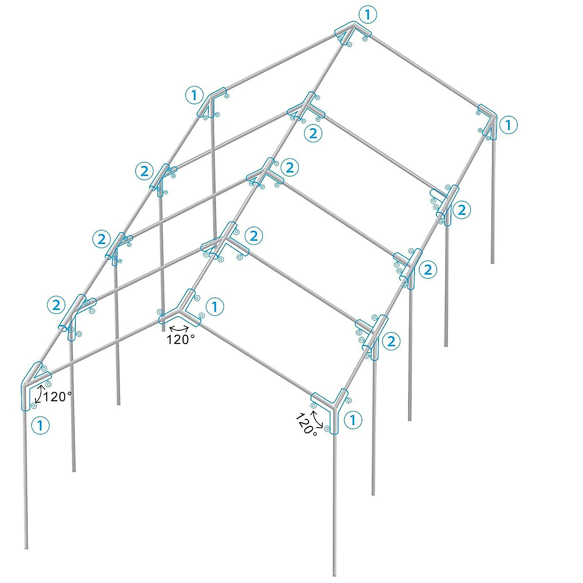Aoneky 1 3/8'' Corner Canopy Fitting Couplers Kit - Frame Carport Connectors (10 Leg)