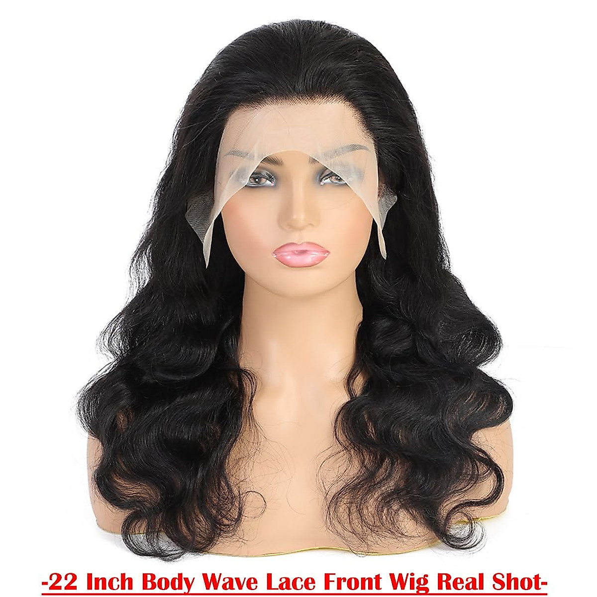 Body Wave Lace Front Wigs Human Hair Pre Plucked 13x4 HD Transparent Lace Frontal Wig with Baby Hair 180% Density Brazilian Virgin Human Hair Lace Front Wigs for Women Natural Black 22inch