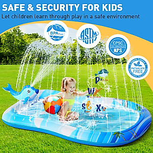 G-TING Splash Pad Sprinkler for Dogs Kids, 4 in 1 Dolphin Inflatable Sprinkler Kiddie Splash Pool for Kids, Summer Backyard Sprinkler Pad & Splash Play Mat Outdoor Water Toys for Toddlers 1-3 4-8