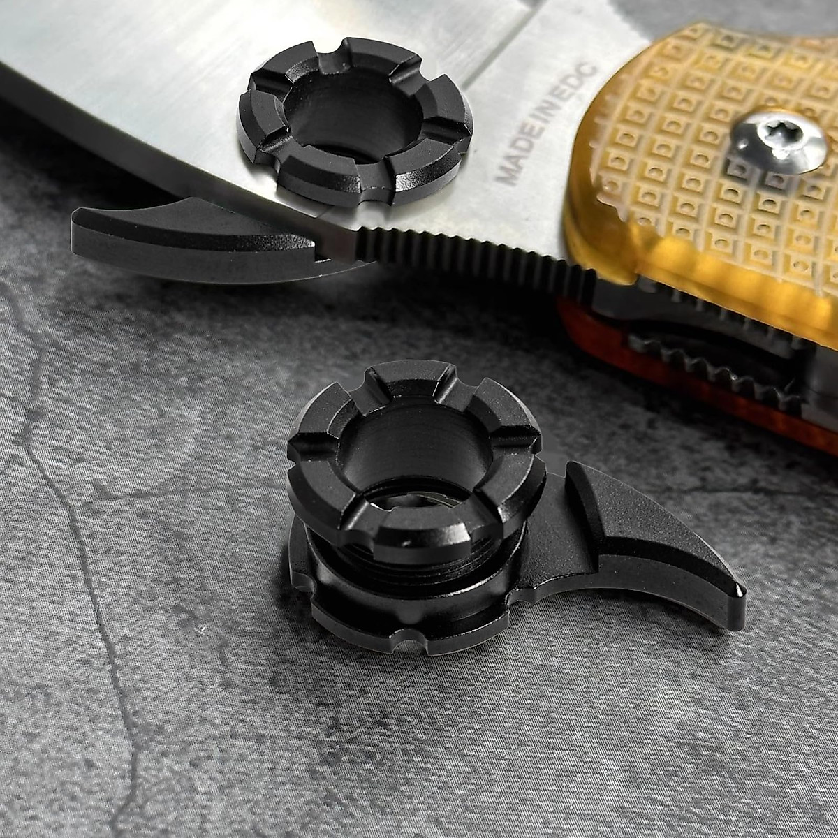 LYPOBALA Knife Thumb Studs for Spyderco Paramilitary 2 (PM2), Spyderco Delica 4, Spyderco Manix 1, Spyderco Tenacious/Endrua, Thumb Studs for Spyderco Knife with 13mm Round Hole Thumb Stud (Black)