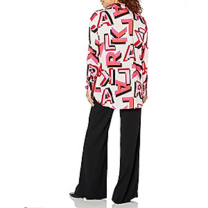 Karl Lagerfeld Paris Women's Logo Color Blouse, WHT Calypso CRL MLTI