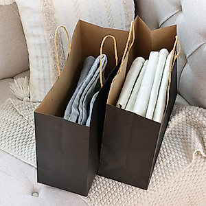 Moretoes 90pcs Black Gift Bags, 16x6x12 Inch Paper Gift Bags Black Kraft Paper Bags with Handles, Shopping Bags in Bulk for Boutiques, Grocery, Mechandise, Party, Gifts & Merchandise