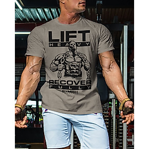 Lift Heavy Recover Fully T-Shirts for Workout, Funny Gym Shirt for Men (XXL, Lift Heavy Recover Fully WarmGrey)