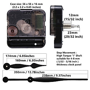TIKROUND 12888 High Torque Quartz Clock Movement Replacement Parts with 350 mm / 13.78 Inch Long Spade Hands