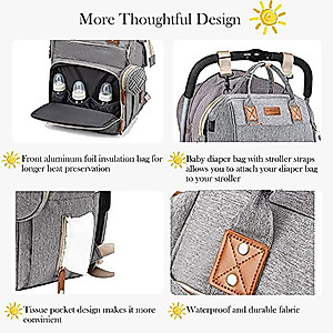 3 in 1 Diaper Bag Backpack with Changing Station Portable Baby Back Pack with USB Charge Maternity Diaper Bag Grey