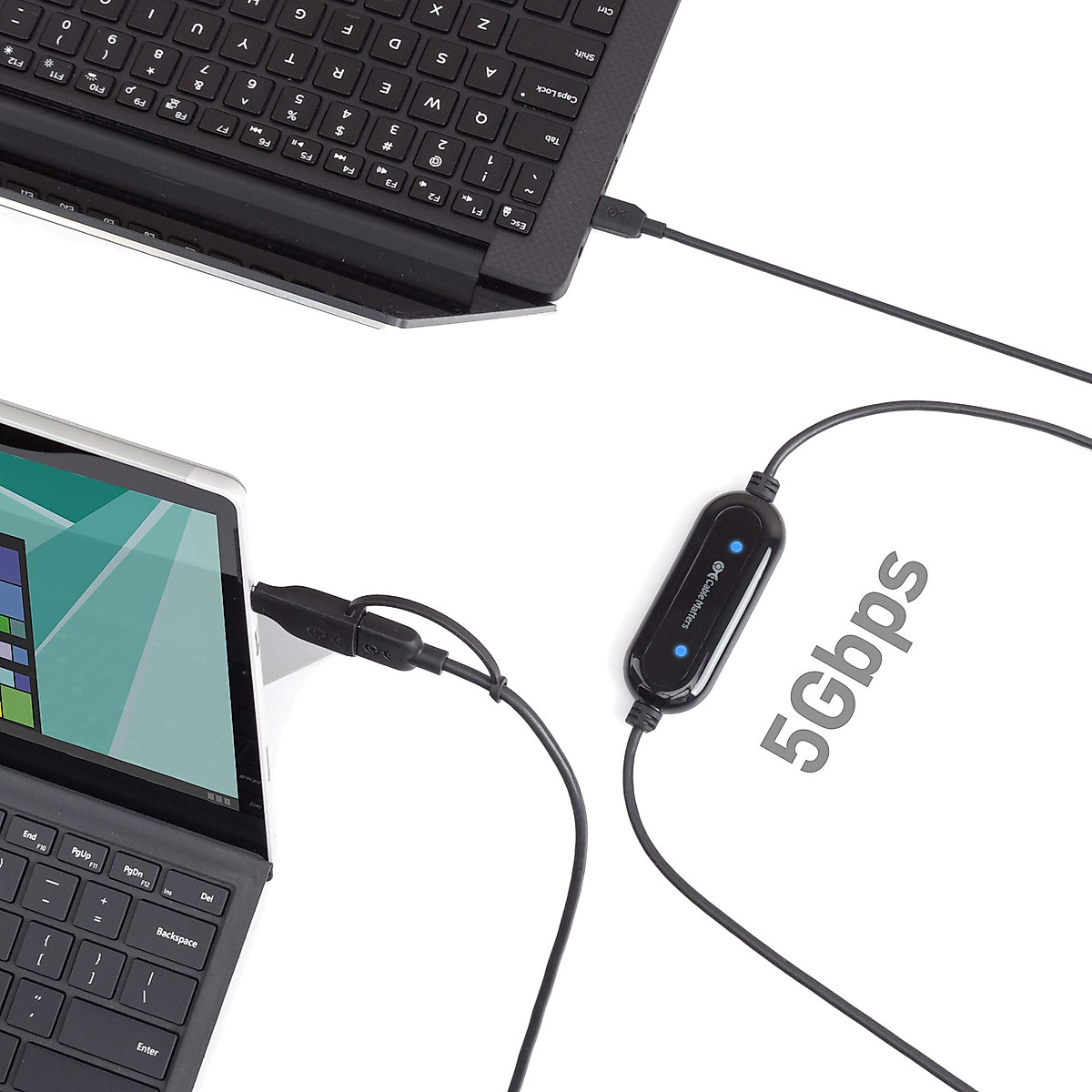 Cable Matters USB C Transfer Cable, USB C Data Transfer Cable in 6.6 ft - Easy Computer Sync Software Key Included, Works with Thunderbolt 4, Compatible with PCMover for Windows 11/10/8/7/Vista/XP