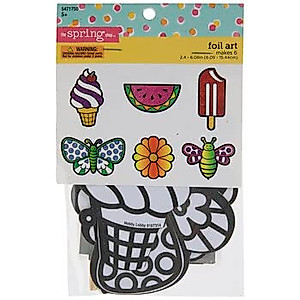 The Spring Shop Kids Foil Art Craft Kit (Ice Cream, Watermelon, Ice Pop, Butterfly, Flower, Bee) - Makes 6