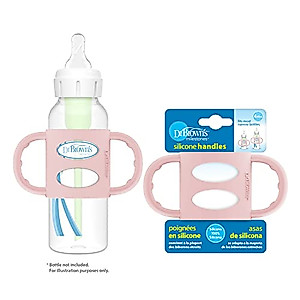 Dr. Brown’s® Milestones™ 100% Silicone Baby Bottle Handles, Narrow, Pink, 1 Pack, 4m+ (Colors May Vary)