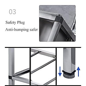 Commercial Kitchen Sink, Outdoor Garden Sink with Faucet and Storage Shelf, Free Standing Stainless Steel Washing Hand Basin for Restaurant, Bar, Camping (Size : 52x38cm(20x15inch))