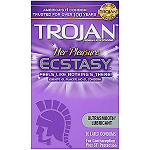 Trojan Her Pleasure Ecstasy Lubricated Condoms - 10 Count (Packaging May Vary)