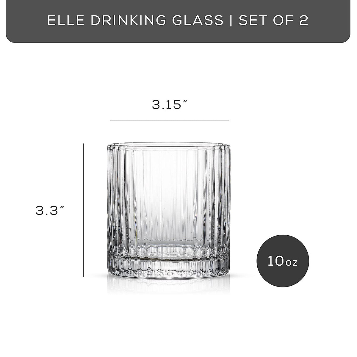 JoyJolt Fluted Whiskey Glasses – ELLE 10oz Short Drinking Glasses. 2 Ribbed Scotch Glasses. Gin and Tonic Glasses, Cocktail Glasses, Juice Tumblers & Water Glasses. Vintage Style Drinking Glasses