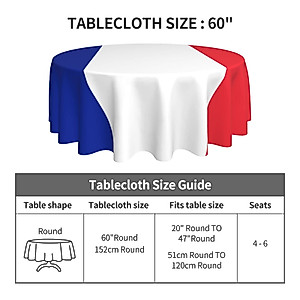 Round Tablecloth France-Flag-Blue-White-Red 60 Inch Polyester Table Cloth Table Cover for Dining Table,Parties,Camping