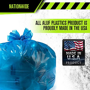 Aluf Plastics H-RBL65 65 Gallon Blue Trash Bags - (Pack of 50) - 2.0 MIL (Equivalent) - Garbage or Recycling Bags 50" x 68" - Large Plastic Can Liners - for Industrial, Home, Contractor, Recycling