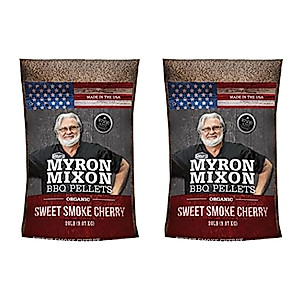 Myron Mixon Wood Pellets for Smoker and Grill | Cherry | Professional Quality Pellets for Smoker Grill, No Artificial Flavors or Additives | USA Made | 20 lb Bag x 2