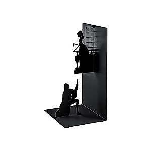 Black Metal Non-Slip Bookend Bracket Heavy Book End Office Book Stopper Sunflower Office Decor for Women Desk (Black, One Size)