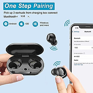 Bluetooth Earbuds, Wireless Earphones with Charging case, IPX5 Waterproof 5.0 Headsets, Hi-FI Deep Bass Stereo Sound, Touch-Control, Noise Cancelling Headphones with Deep Bass Sound for Sports