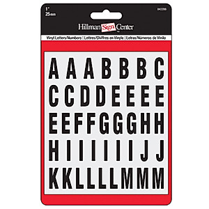 Hillman 848629 Square Cut Letters and Numbers 198 Pieces Self Adhesive Sign Kit, Silver and Black Reflective Vinyl, 1 Inch Characters 1-Sign Kit