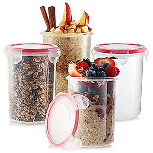 Overnight Oats Container with Lids (Set of 4) | Oatmeal Container To-Go | Overnight Oats Jars with Lid | Cereal and Milk Container On The Go | Oatmeal Storage Container | Leakproof lids, BPA Free