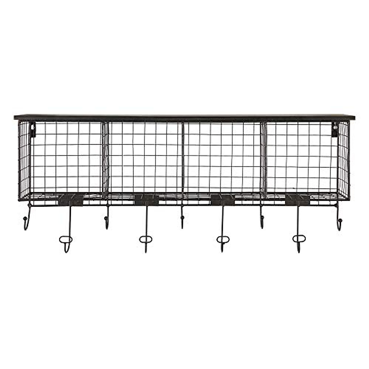 Linon AHWE12381 Lanette 4-Cubby Wall Shelf, 13" x 30" x 6.5", Black