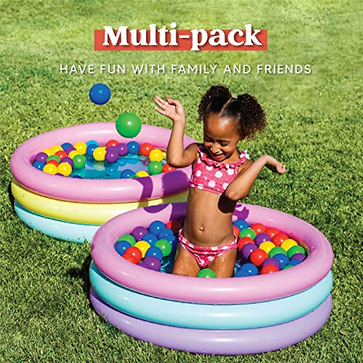 2 Packs 34'' Multicolor Inflatable Kiddie Pools, Baby Swimming Pool Set, Seasonal Merriment for Kids Water Pool Pit Ball Pool Indoor&Outdoor (34’’ x 10’’)