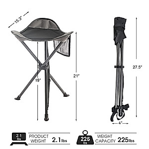 PORTAL Tall Folding Tripod Stool for Outdoor Camping Walking Hunting Hiking Fishing Travel, Support 225 lbs