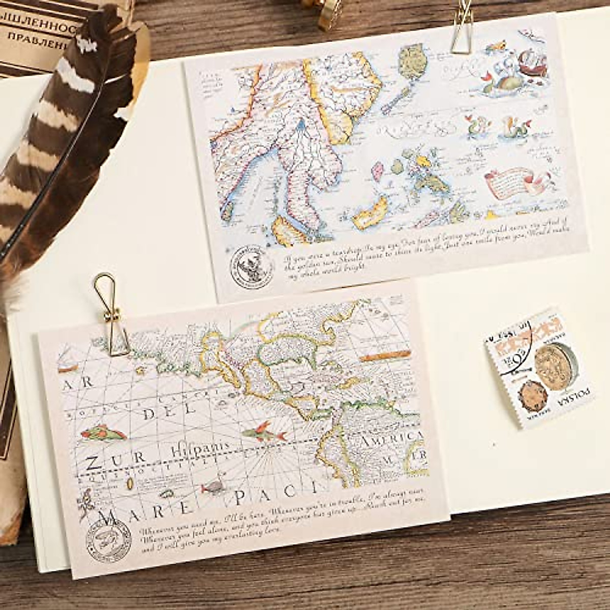 Paper Postcards,The World Map Vintage old travel Postcards,Retro Style Set of 30 Different Designs,Perfect for Wedding Party Guest Book