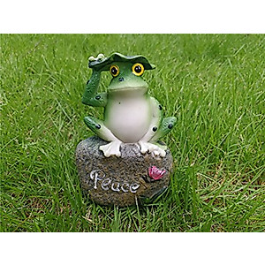 LANKER Frog Garden Statues – 3 Pack 5 Inch Frogs Sitting on Stone Sculptures Outdoor Decor Fairy Garden Ornaments