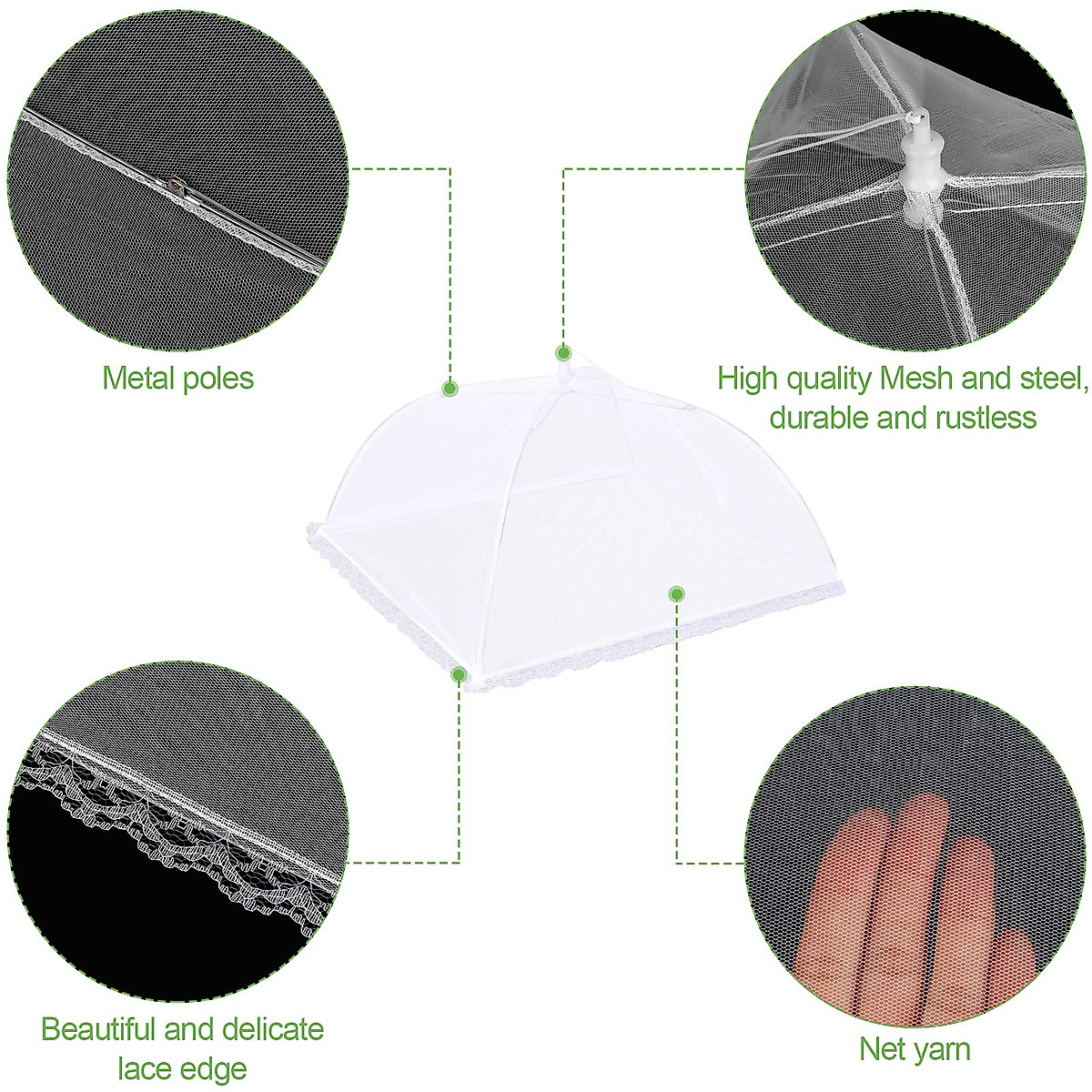 4Pack Mesh Food Covers 17inch, Large and Tall Food Covers, Pop-Up Mesh Food Covers Tent Umbrella for BBQs, Outdoors, Screen Tents, Parties Picnics, Fruit Cover