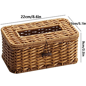 QUHUOYAO Tissue Box Cover Woven Tissue Holder Rectangular Tissue Holder Seagrass Tissue Box Holder Decorative Tissue Box Holder on Table and Barthroom (Brown)