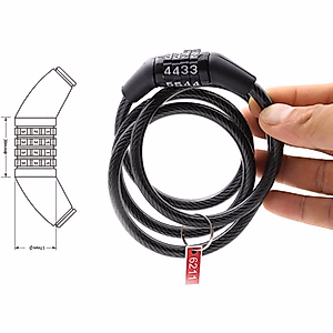 Bicycle Locks Heavy Duty Anti Theft Bike Lock Bike Lock 4 Digit Code Combination Bicycle Security Lock Bike Cable Basic Coiling Resettable Combination Cable Bike Lock, for Bicycle Outdoors