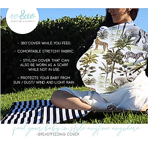 Multi-Use Baby Canopy Cover, Nursing Blanket for Breastfeeding, Shopping Cart Cover, Highchair Cover, and Baby Announcement Kit. Packaged in Luxury Box with Ribbon.