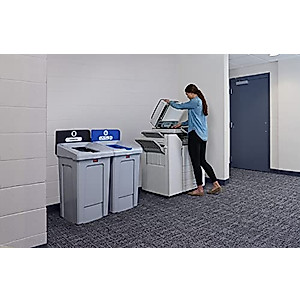Rubbermaid Commercial Products Slim Jim Recycling Station 1-Stream Mixed Recycling Bin/Can/Kit/Station, 33 GAL, for Kitchens/Classrooms/Offices/Back of House/Colleges/Commercial Facilities (2171557)