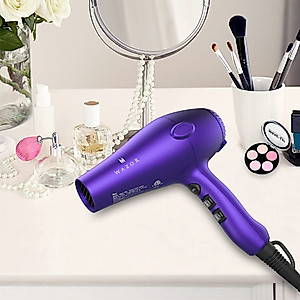 Wazor 3rd Generation Lightweight Low Noise Hair Dryer,(1875W Tourmaline Ceramic Negative Ionic Blow Dryer 2 Speed 3 Heat Settings Cool Shot with Diffuser Concentrator(Purple)