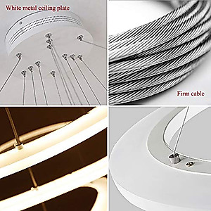 Ziplighting Modern LED Chandelier Pendant Light with 4 Triangle Ring Adjustable Pendant Light Ceiling Fixture Contemporary for Bedroom Living Room Dining Room Kitchen Island with Remote Control