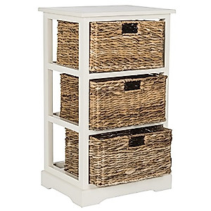 Safavieh American Homes Collection Halle Distressed Black 3 Wicker Basket Storage Side Table