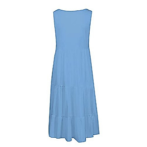 Bravetoshop Women's Summer Casual T Shirt Dresses Sleeveless Swing Tank Dress Club Party Beach Dress Y2k Streetwear (Sky Blue,M)
