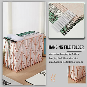 Fei Bi 12 Pack Hanging File Folders Filing Cabinet Organizer Letter Size 1/5 Cut Adjustable Tabs Decorative for Home Office School Classroom, Leopard Print 9.3'' x 12.8''…