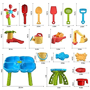 TEMI 4-in-1 Sand Water Table, 32PCS Sandbox Table Kids Activity Sensory Play Table Summer Outdoor Toys for Toddler Boys Girls