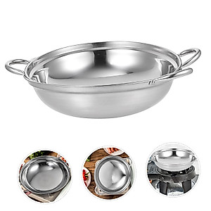 Mikinona 2 Pcs Stainless Steel Hot Pot with Handles Spill Thicken Cooking Pot for Kitchen for Shabu Shabu Boiling Dual Use Induction Cooktop Gas Stove
