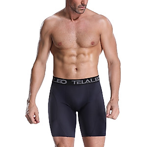 TELALEO 5 Pack Compression Shorts for Men Spandex Sport Shorts Athletic Workout Running Performance Baselayer Underwear Black/Double Blue/Double Gray XXL