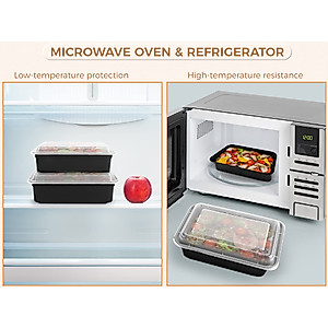 Golden State Art, 50 Pack 38 Oz Meal Prep Container, 1-Compartment Lunch Bento Box with Lid, BPA Free, Freezer, Microwave, Dishwasher Safe, Reusable